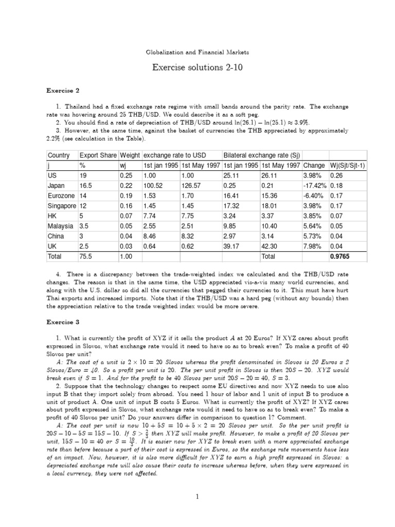 Solutions Exercises 2 10 | PDF | Purchasing Power Parity | Exchange Rate