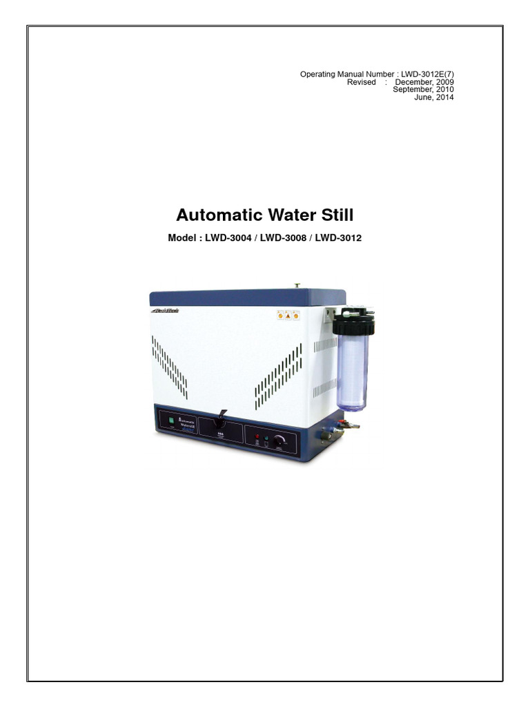 Agua Pura Destilador Labtech LWD 3004 3008 3012 Eng | PDF | Boiler | Tap (Valve)