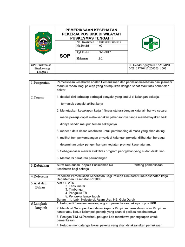 Sop Pemriksaan Ukk Pos | PDF | Kesehatan Holistik