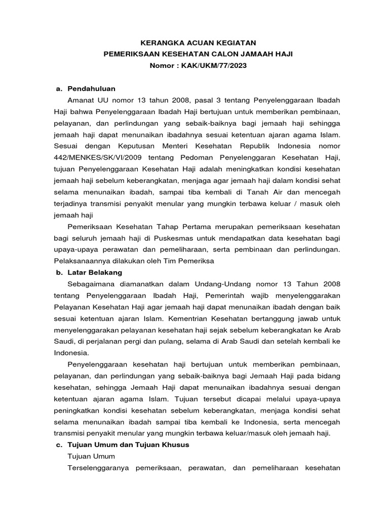 Kak Pemeriksaan Haji 2023 | PDF
