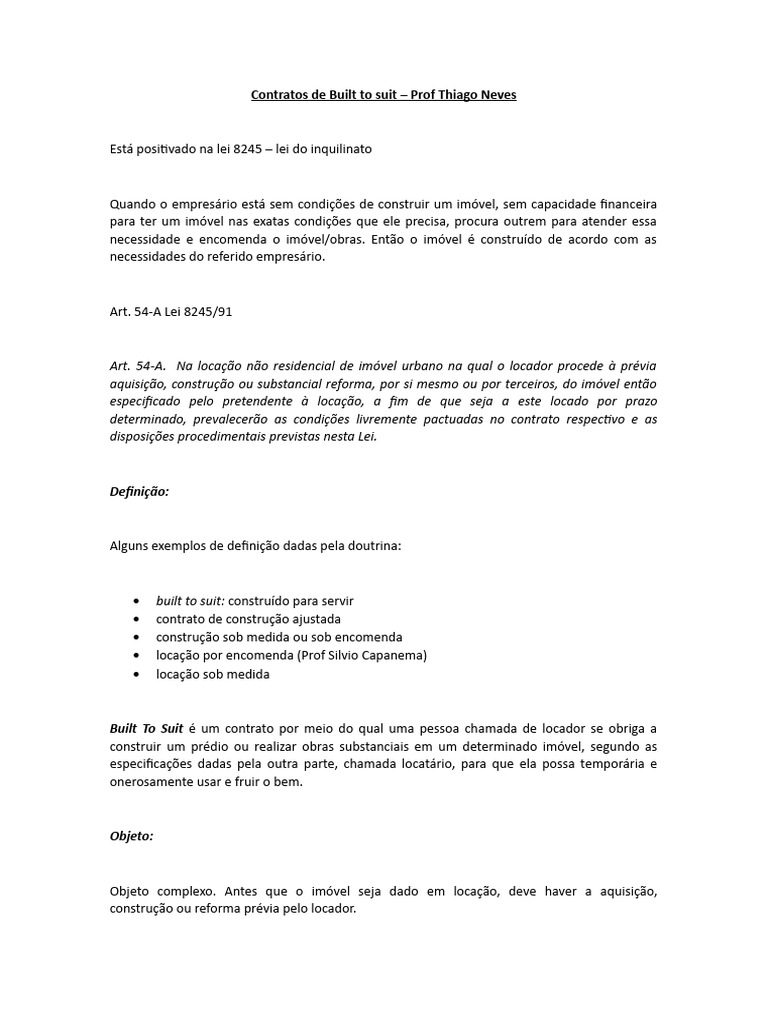 Contratos de Built to Suit pós empresarial UERJ | PDF | Aluguel | Justiça Contratos de Built to Suit pós empresarial UERJ | PDF | Aluguel | Justiça