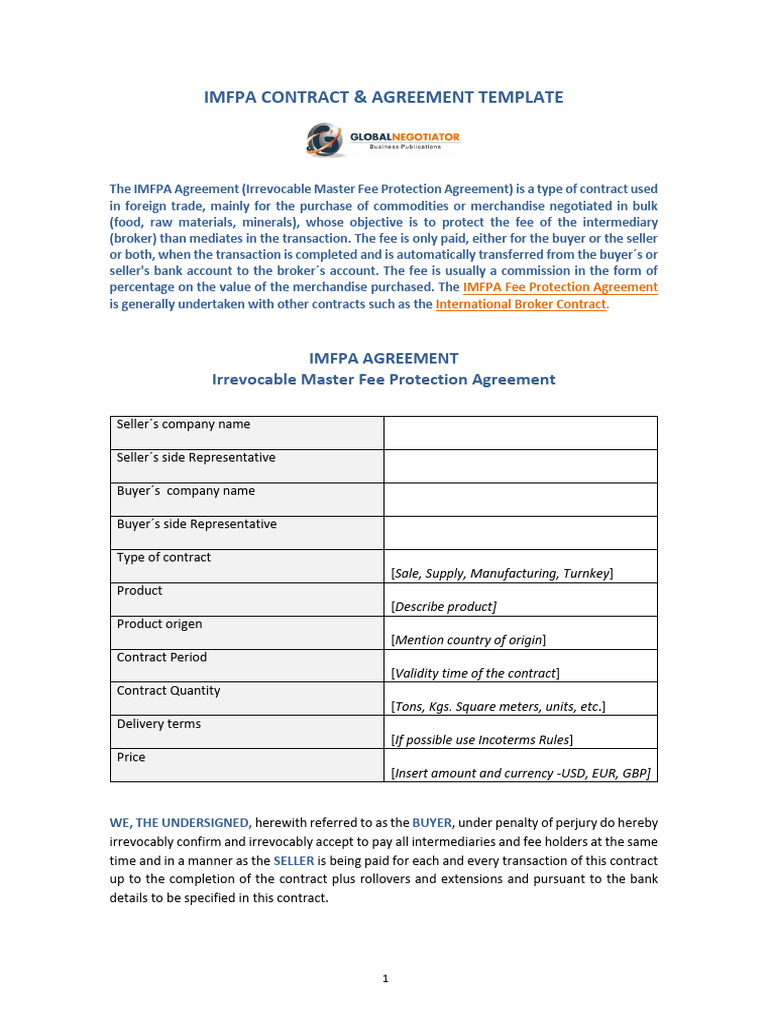 IMFPA Agreement Guide | PDF | Arbitration | Business