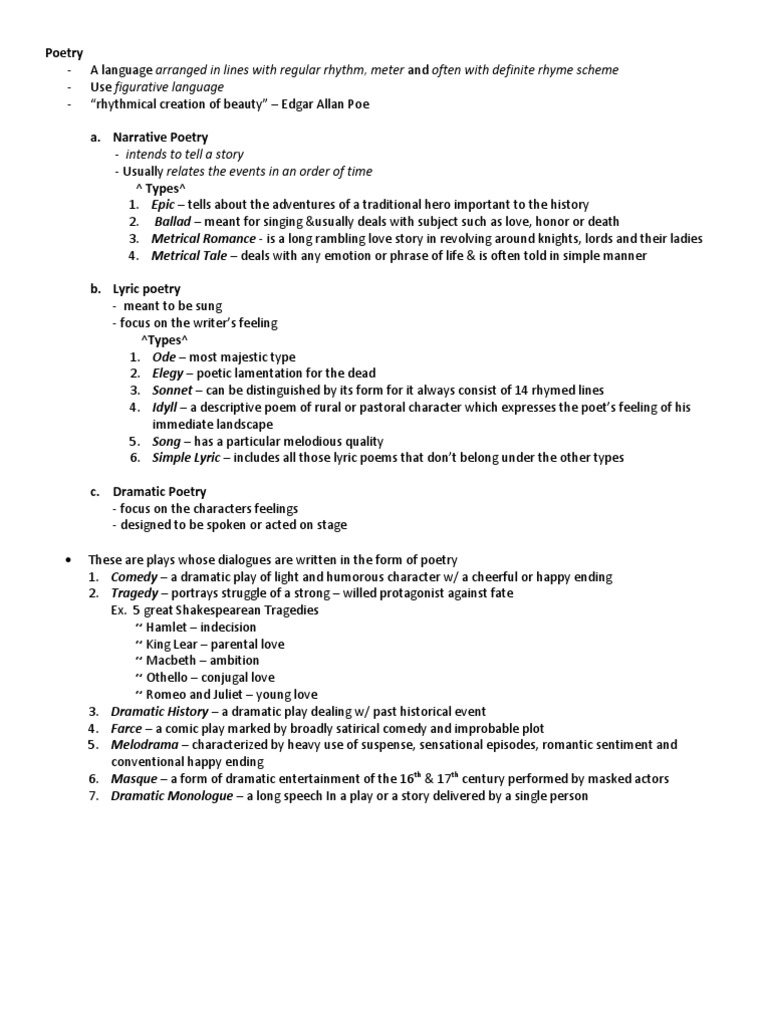 Kinds of Poetry and Prose | PDF | Lyric Poetry | Poetry