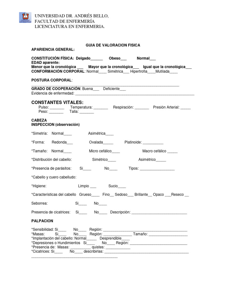 Guia de Examen Fisico Original | PDF | Ojo | Nariz humana