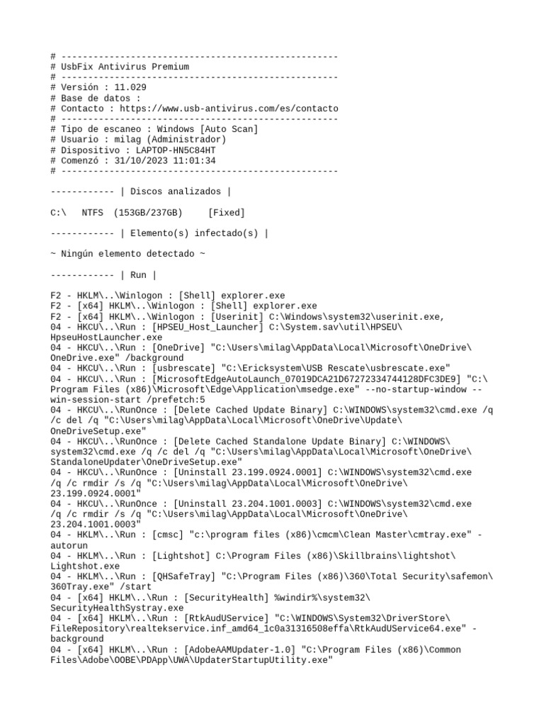 UsbFix Report | Download Free PDF | Windows Registry | Microsoft Windows