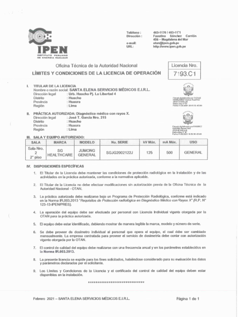Limites y Condiciones de La Licencia Del Ipen | PDF