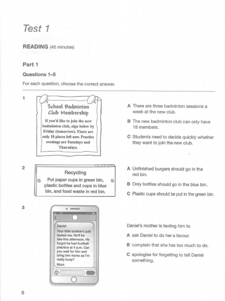 Test 1 - Ket - B1 | PDF