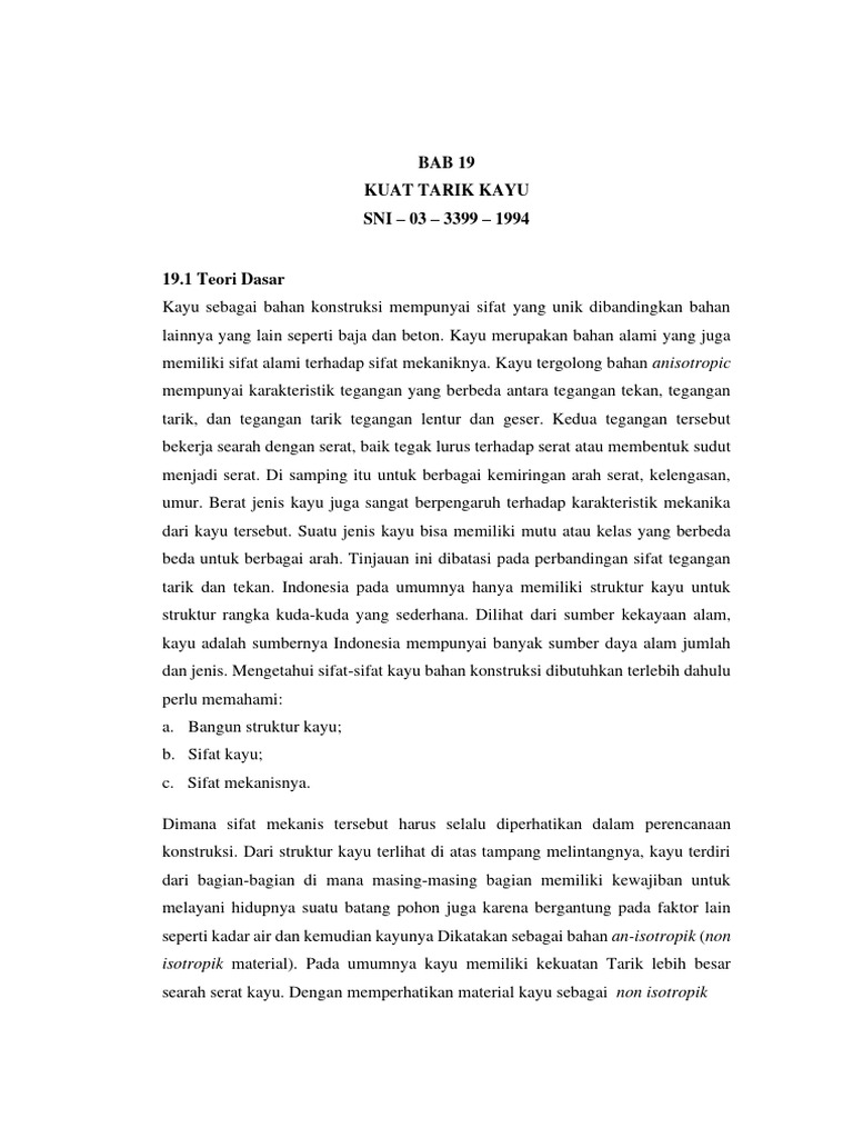 Pengujian Kuat Tarik Kayu | PDF