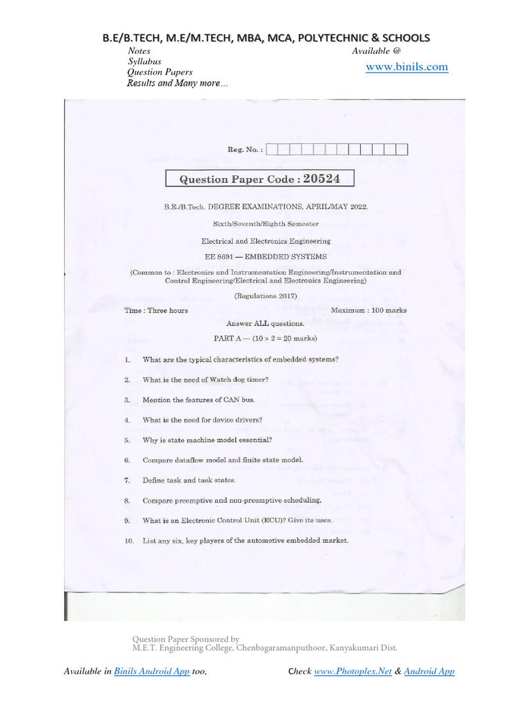 EE 8691 Embedded System - Watermark - Compress | PDF