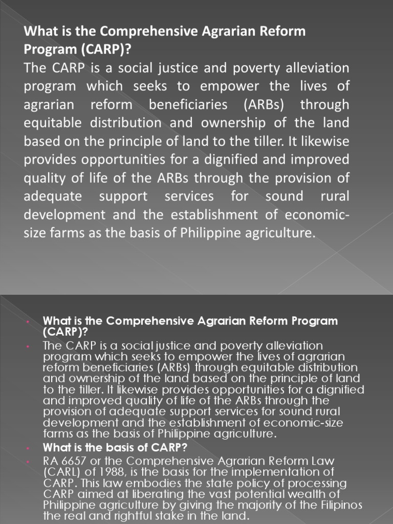 Comprehensive Agrarian Reform Program (CARP) | Economies | Government