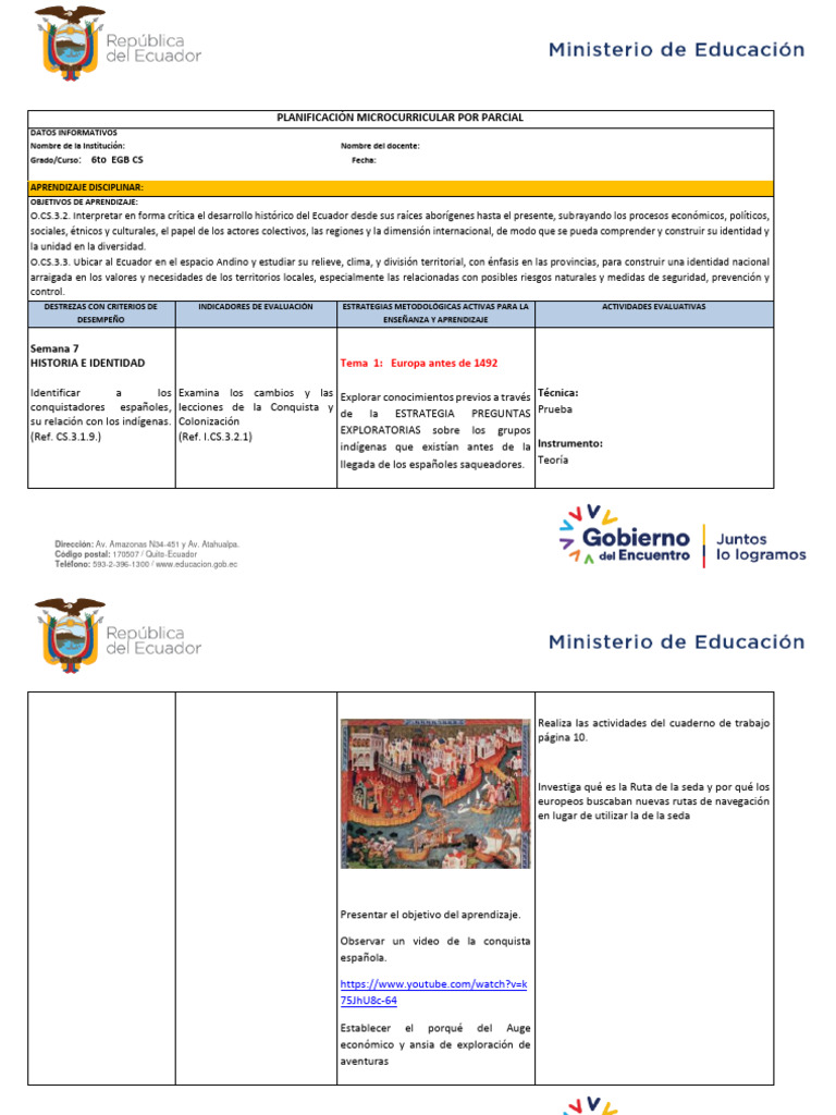 1p Planificación Microcurricular 6to Egb Cs Pdf