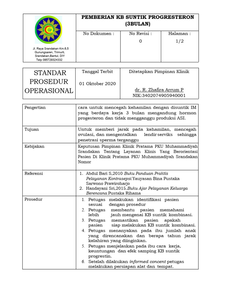 Sop KB Suntik Depo | PDF