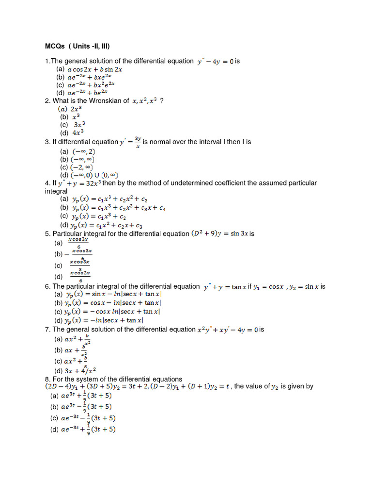 MTH174 Unit 2 3 Set 2mcqs | PDF | Mathematics | Mathematical Concepts