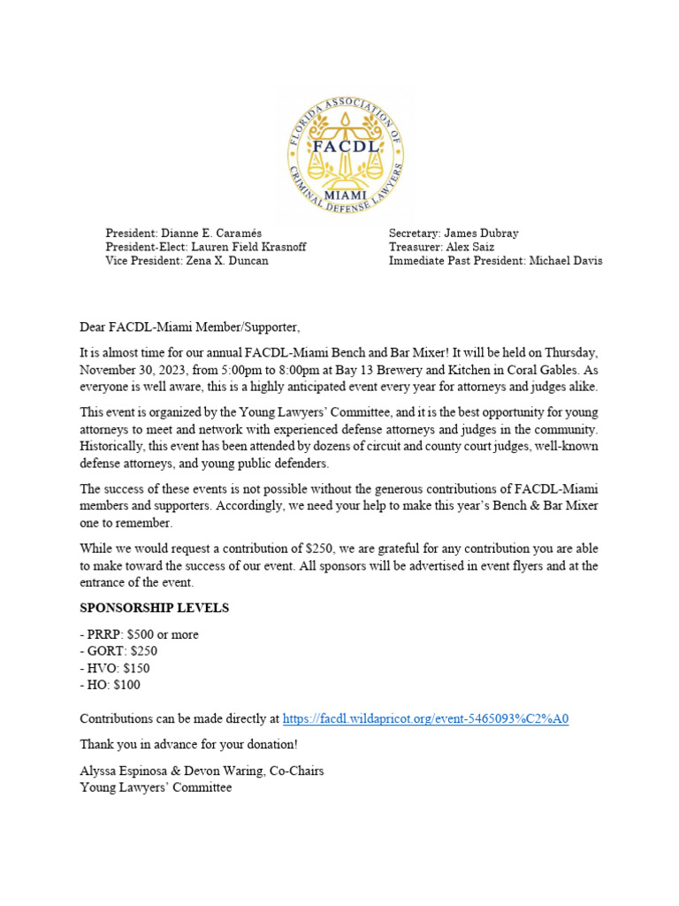Sponsorship - Bench and Bar 2023 | PDF