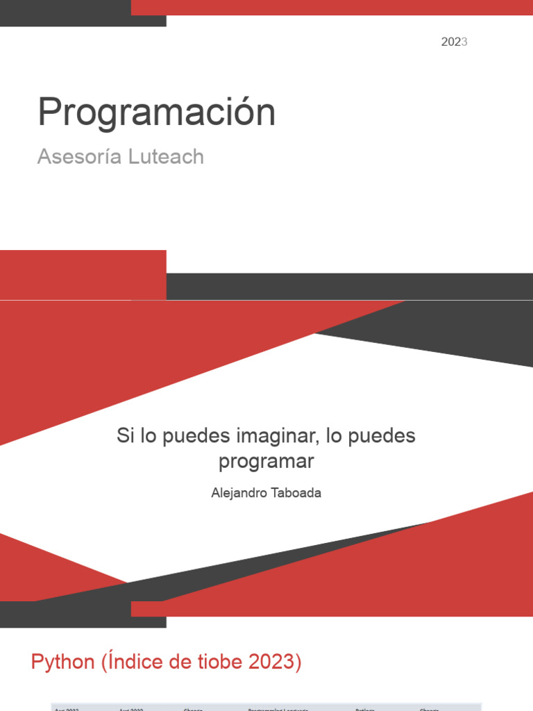 Presentación 01 | PDF | Python (lenguaje de programación) | Lenguaje de programación