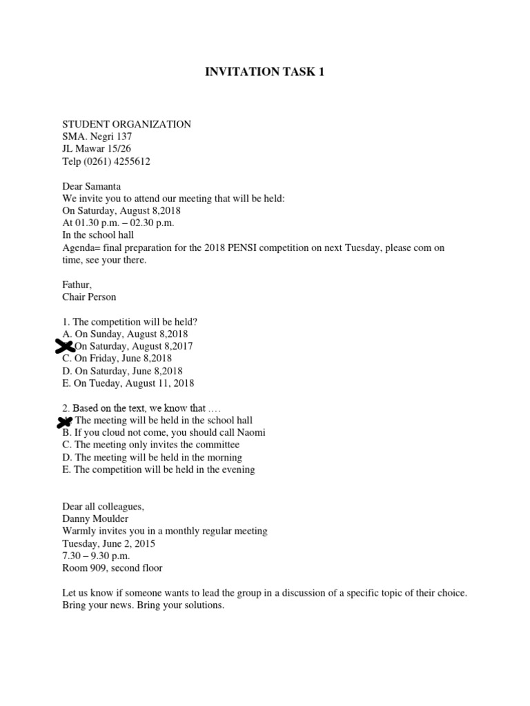 Invitation Task 2 | PDF