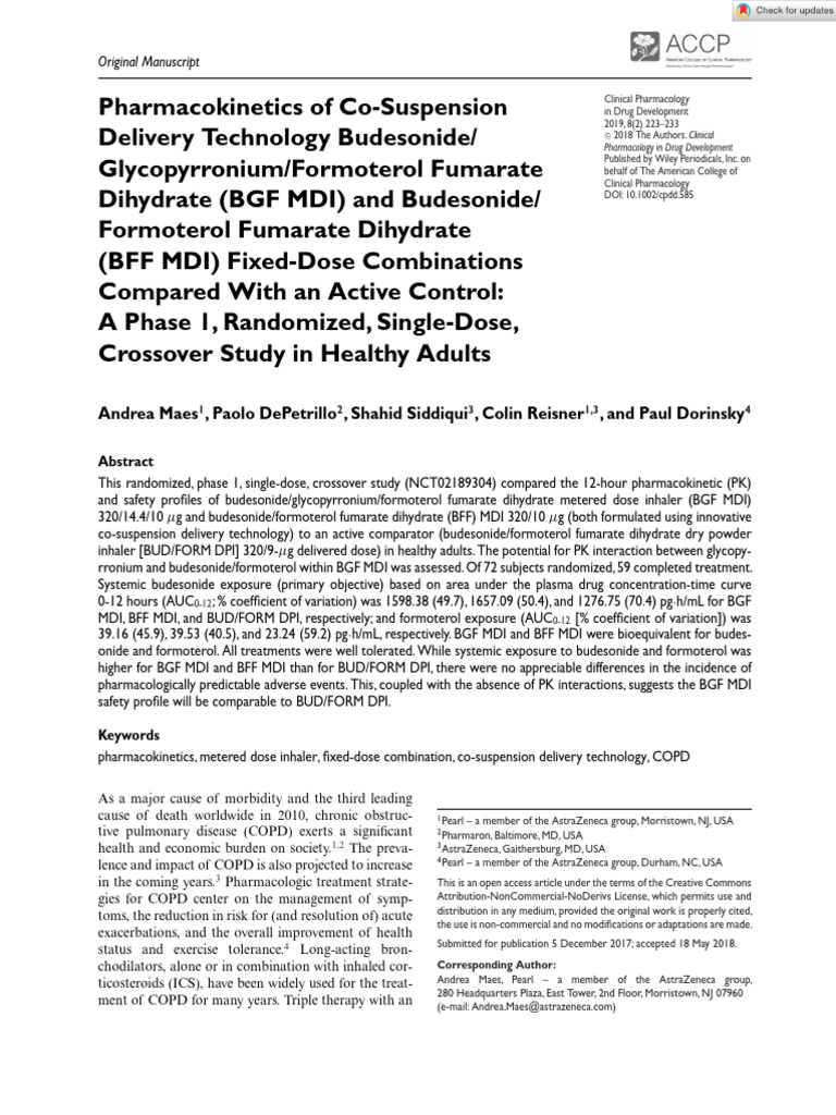 Clinical Pharm in Drug Dev - 2018 - Maes - Pharmacokinetics of Co ...