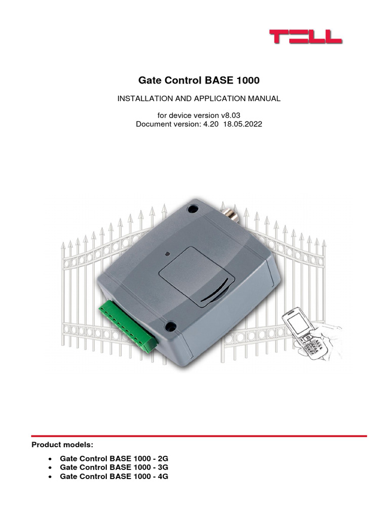 Gate Control BASE 1000 v8 en Manual | PDF | 3 G | 4 G