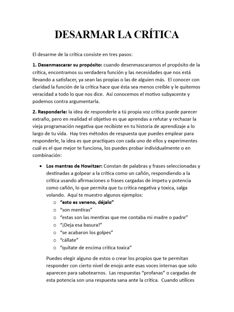 Cómo Desarmar la Crítica Interna | PDF | Crecimiento personal y ...