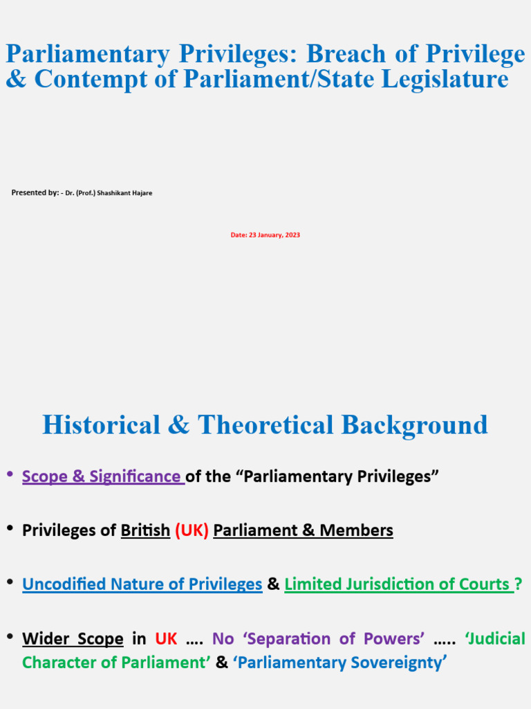 Breach of Privilege & Contempt of Parliament | PDF | United States ...