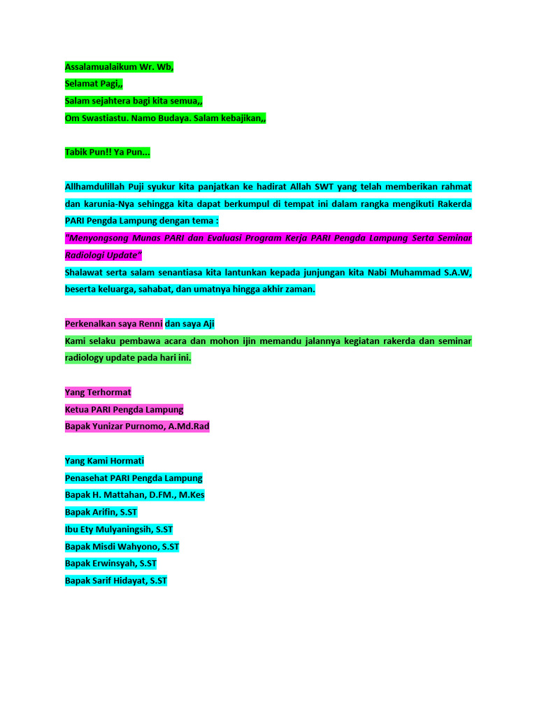 Rundown MC Rakerda | PDF | Perjalanan | Kajian Bahasa Asing