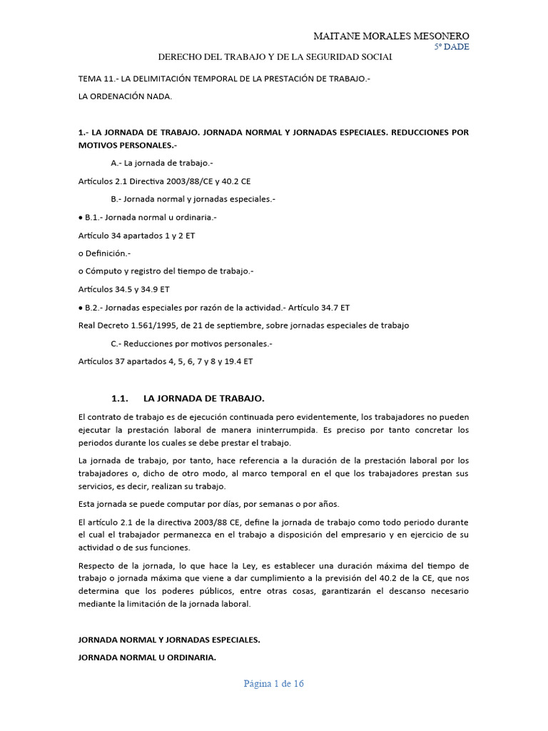 Tema 11 | PDF | Tiempo de trabajo | Derecho laboral