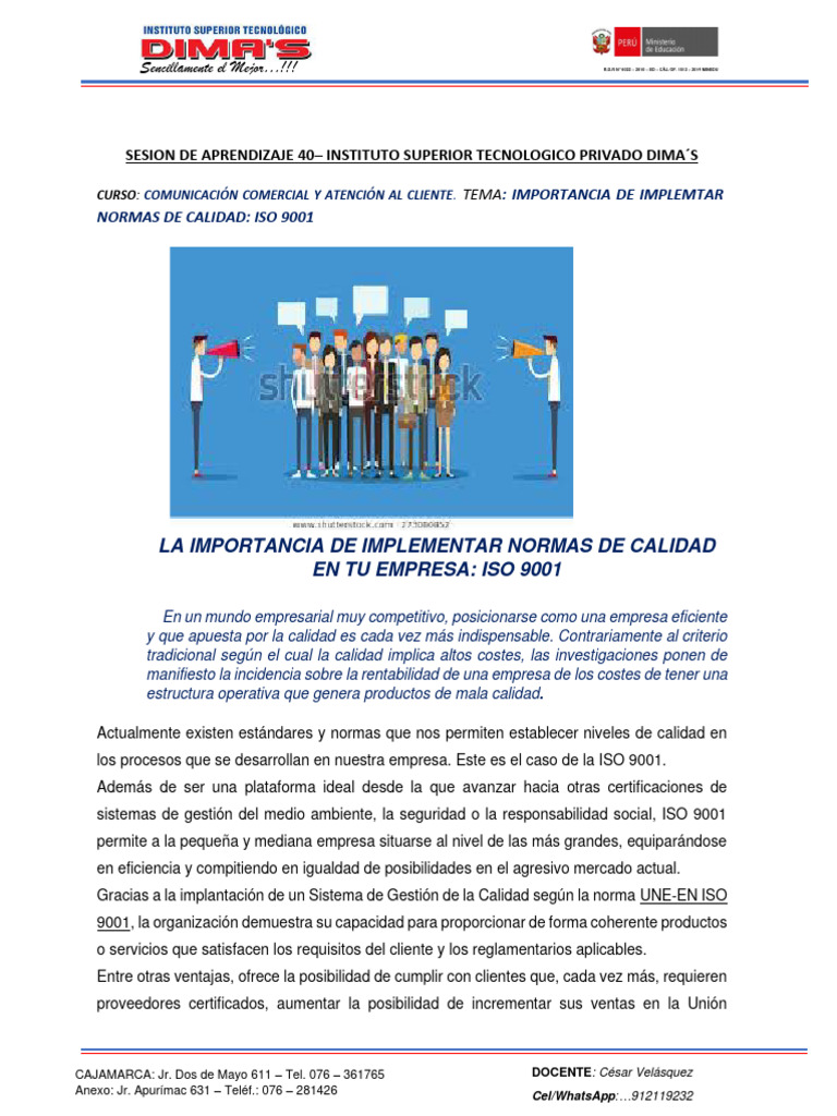 Sesion 40 Importancia de Implmentar Normas de Calidad Iso 9001 | PDF | Calidad (comercial ...