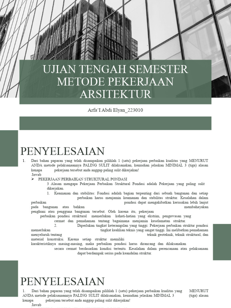 Arfa'i Abdi Elyan - UTS - Metode Pekerjaan Arsitektur | PDF