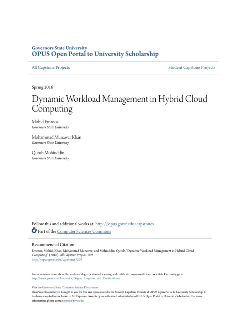 Dynamic Workload Management in Hybrid Cloud Computing | PDF | Cloud Computing | Java ...