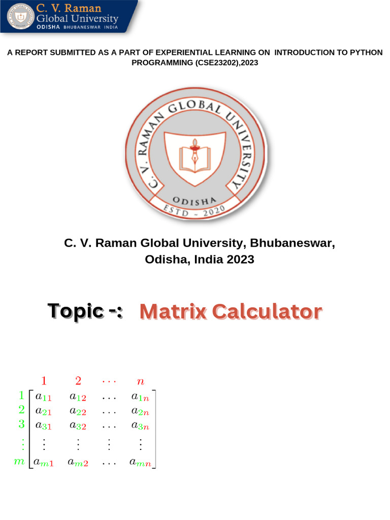 Pyhton (Matrix Calcu) | PDF | Matrix (Mathematics) | Functions And Mappings Pyhton (Matrix Calcu) | PDF | Matrix (Mathematics) | Functions And Mappings