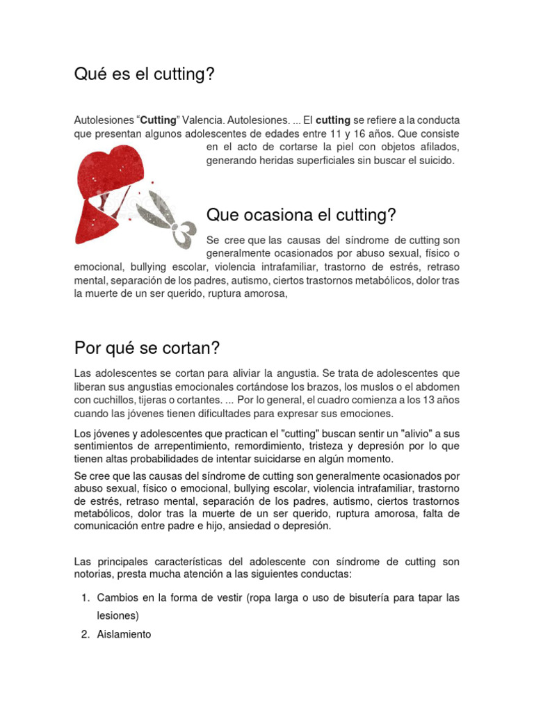 Que Es El Cutting | PDF | Autolesiones | Sicología