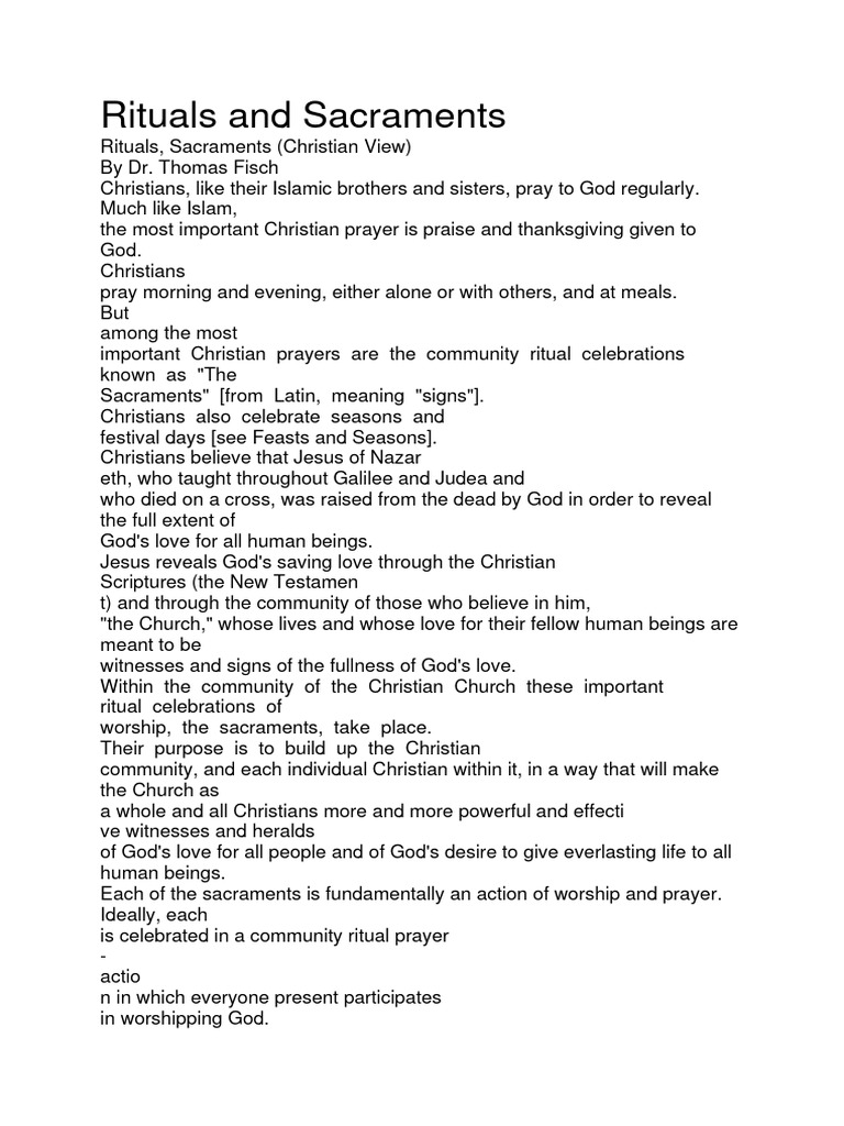 Rituals and Sacraments | PDF | Baptism | Sacraments