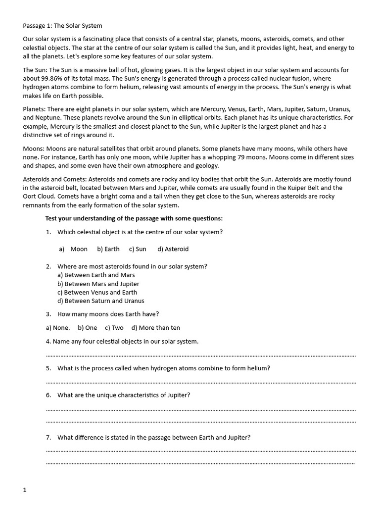 Reading Comprehension | PDF | Solar System | Planets