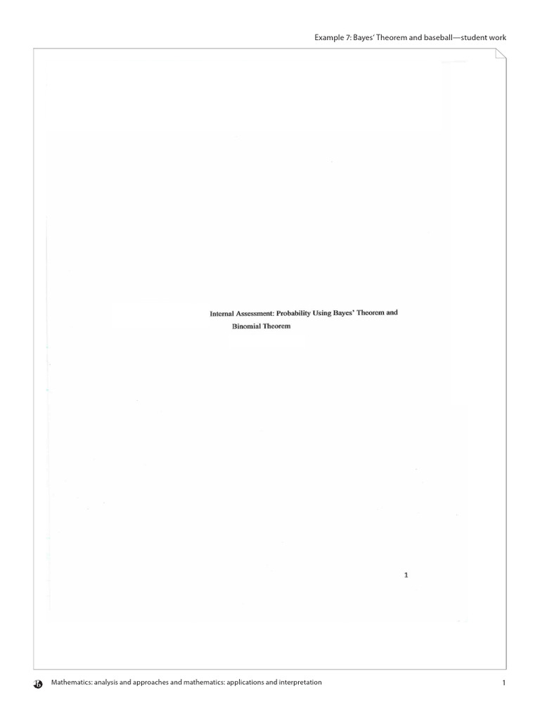 Math IA Bayes Theorem | PDF | Mathematics | Mathematical Analysis Math IA Bayes Theorem | PDF | Mathematics | Mathematical Analysis