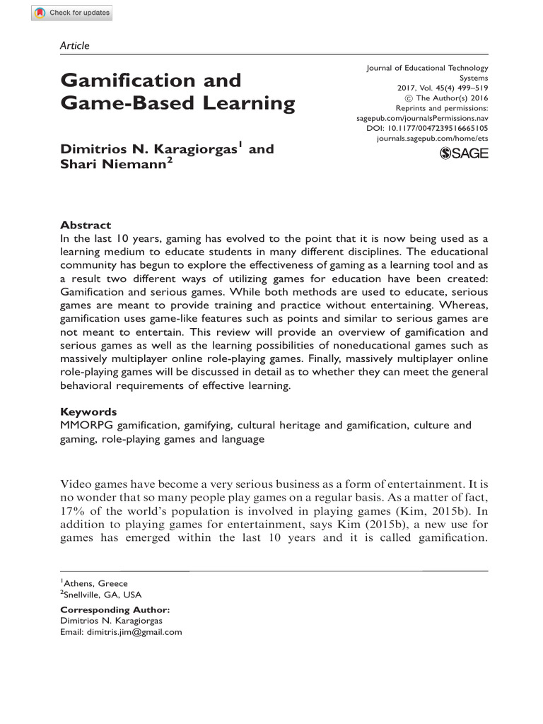 Gamification and Games Based Learning | PDF | Flow (Psychology ...