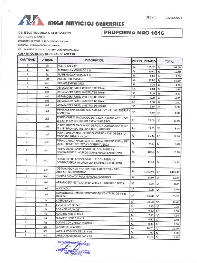 Mega Servicios Generales | PDF