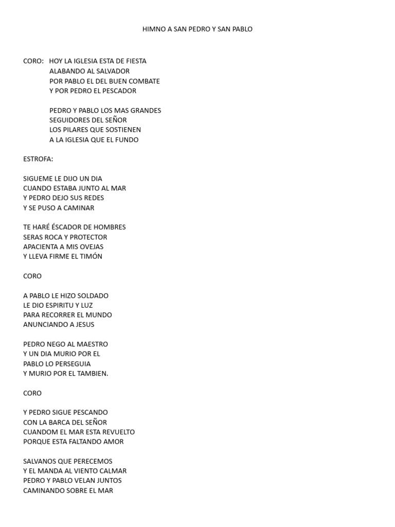 Himno A San Pedro y San Pablo | PDF