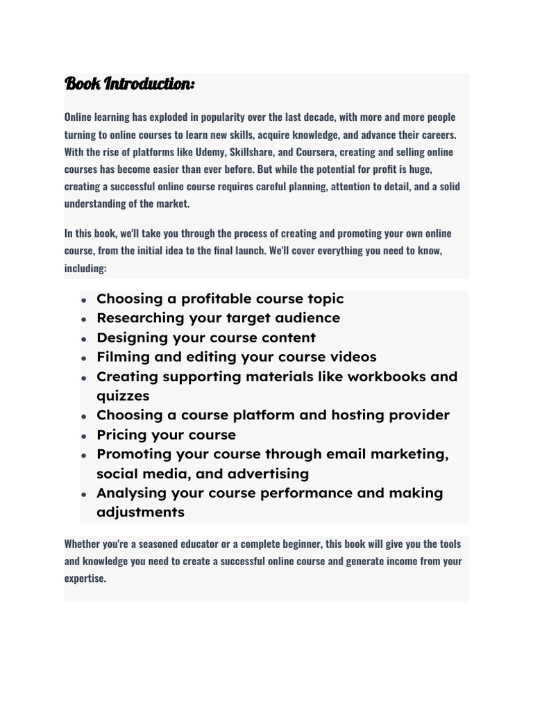Course Creation Blueprint - How To Create, Promote, and Profit From ...