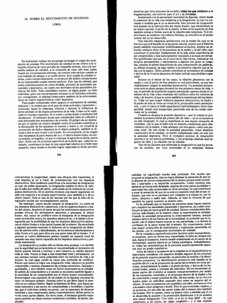 TOMO 3. Envidia y Gratitud (Melanie Klein) 12.58.05 PM-154-161 | PDF | Soledad | Trastorno de ...