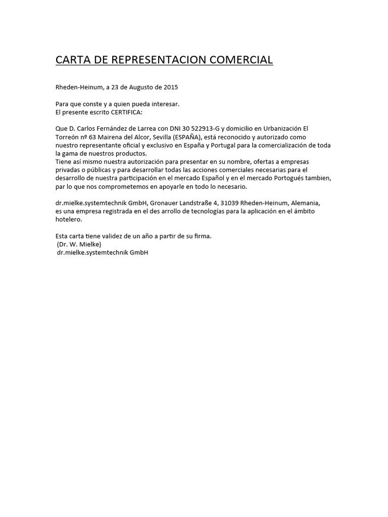 Carta de Representacion | PDF