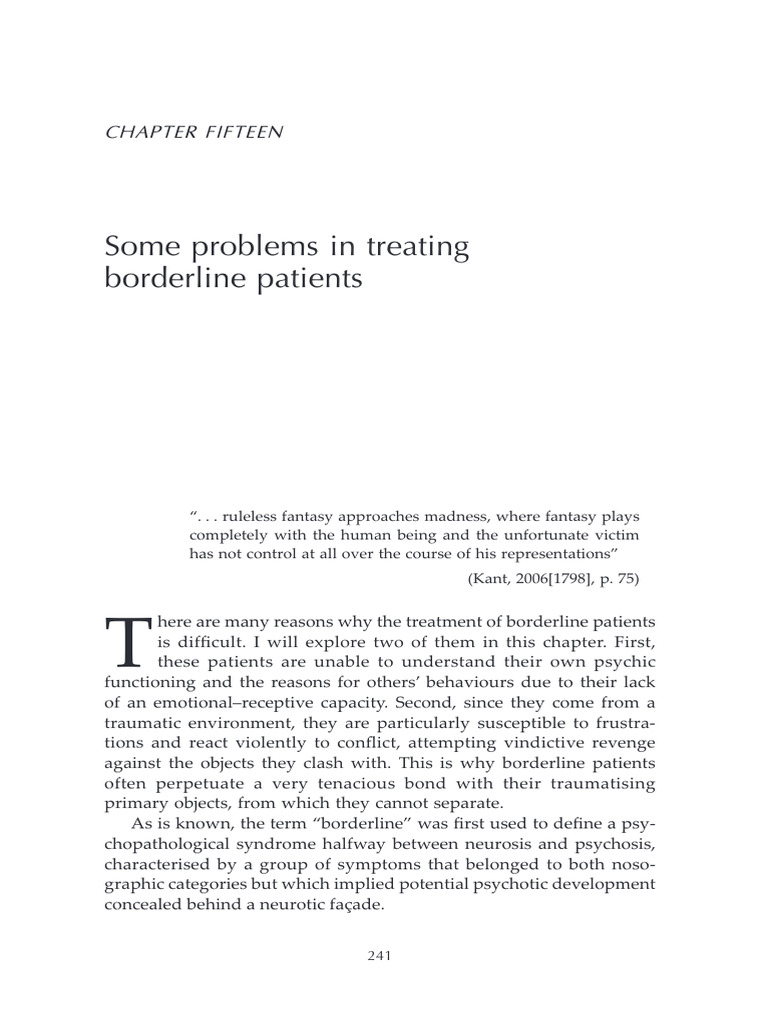 De Masi, F. (2015) - Cap. 15, Some Problems in Treating Borderline Patients | PDF | Borderline ...