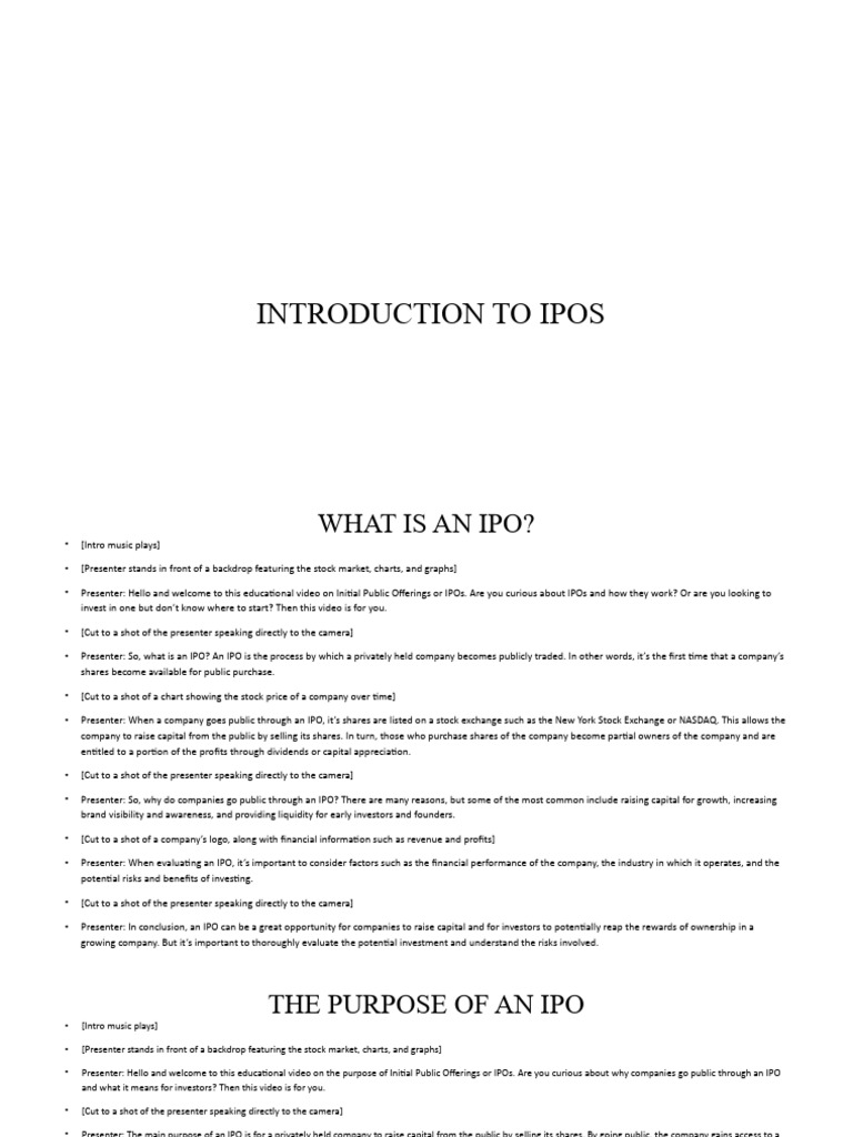 Introduction To Ipos | PDF | Initial Public Offering | Stocks