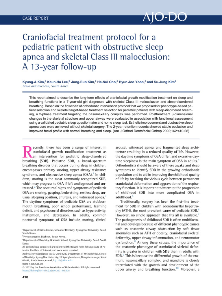 Craniofacial Treatment Protocol For A Pediatric Patient With ...