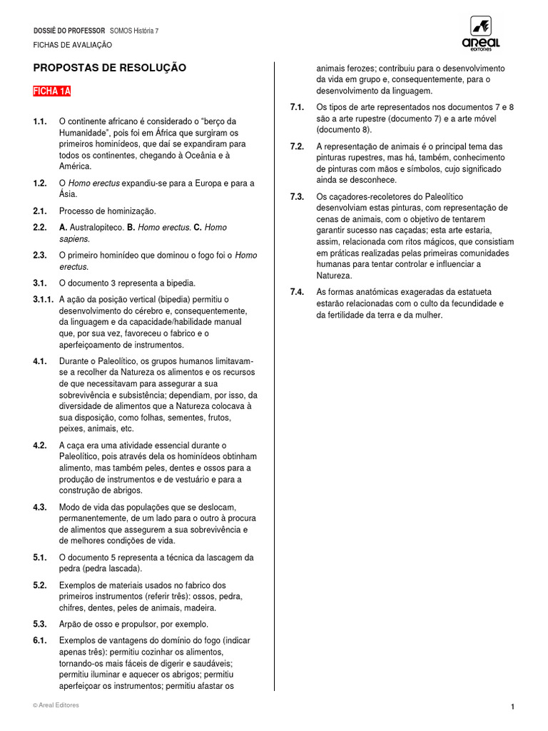 Ficha Hist - 1 - Sol | PDF | Homo | Humano