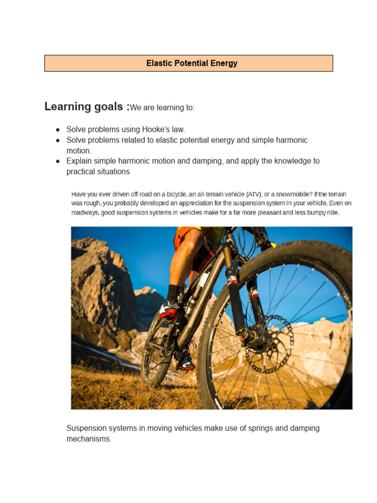Elastic Potential Energy in Springs | PDF | Mass | Force