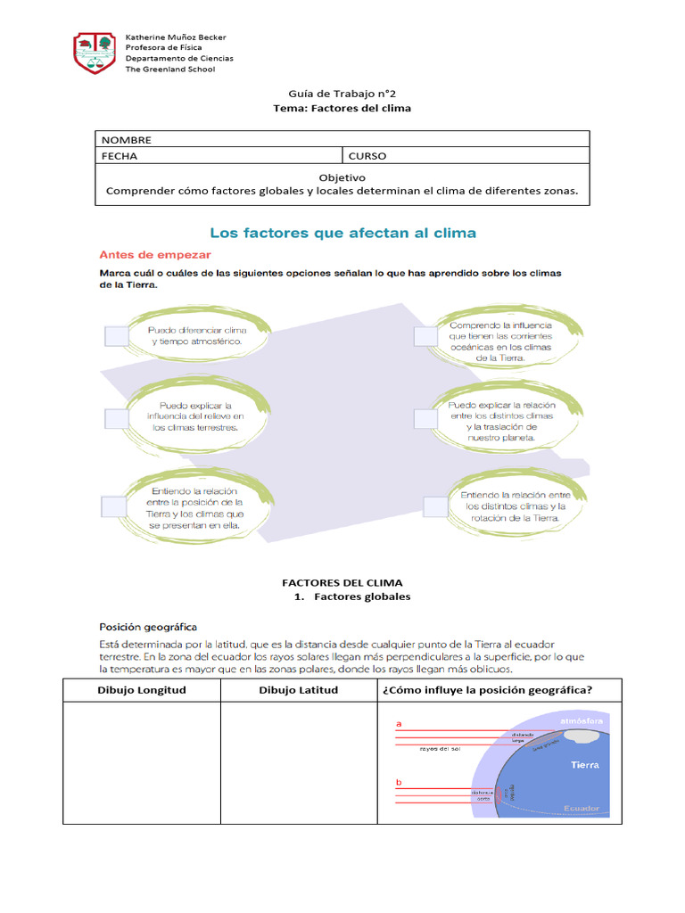 Factores del Clima: Guía de Actividades | PDF | Clima | Naturaleza