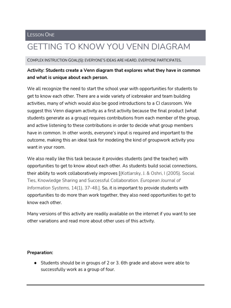 1 Getting To Know You Venn Diagram (18 - 19) | PDF | Human ...