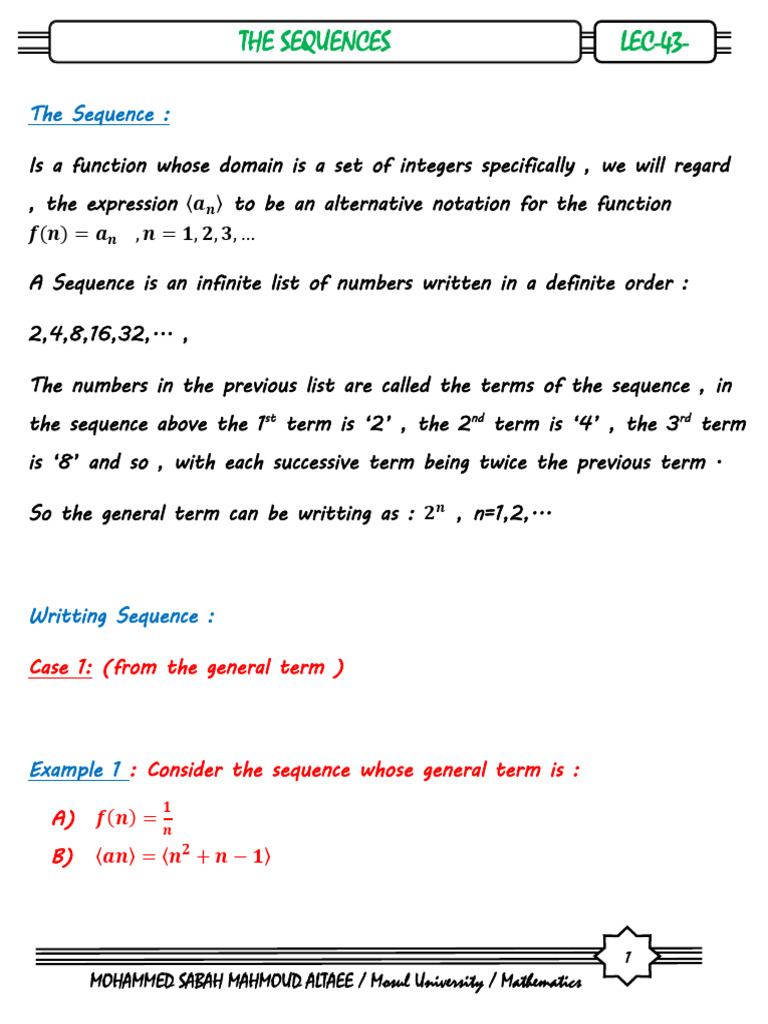 The Sequences 1-2-3 - Organized | PDF | Sequence | Analysis