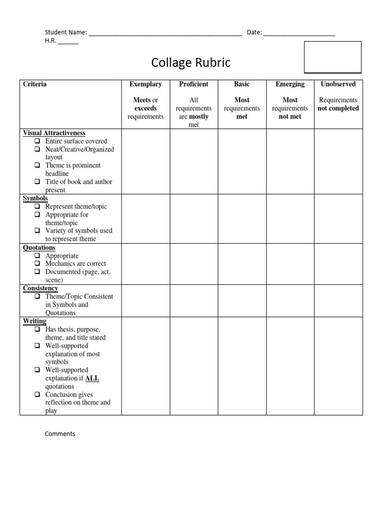 Student Collage Evaluation Rubric | PDF