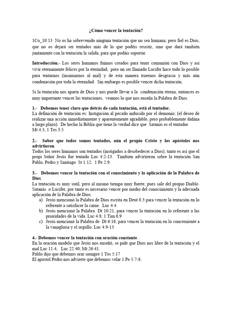 Venciendo la Tentación: Guía Práctica | PDF | Satán | Tentación
